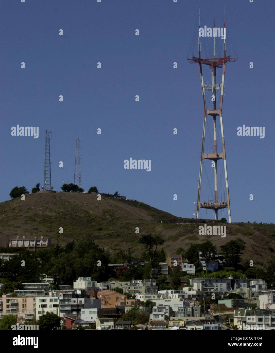 San Francisco's Central Radio Station towers on Twin Peaks on August ...