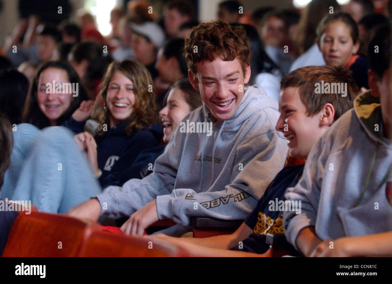 Piedmont High freshman Casey Hellman, 14, (center) laughs during an ...