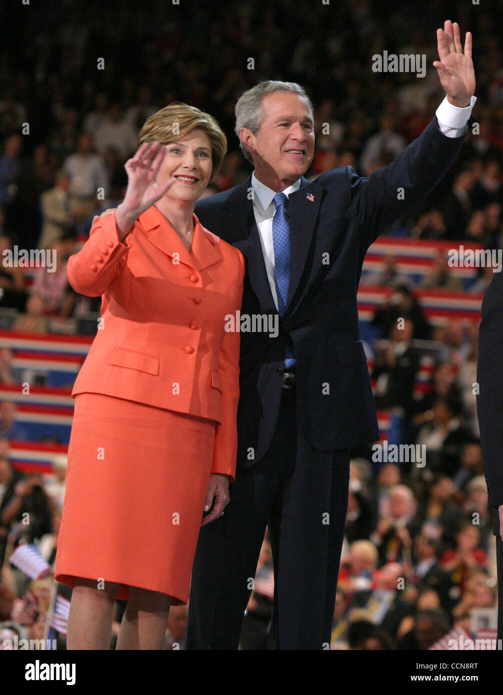 Sept 02, 2004; New York, NY, USA; First Lady LAURA BUSH & President ...
