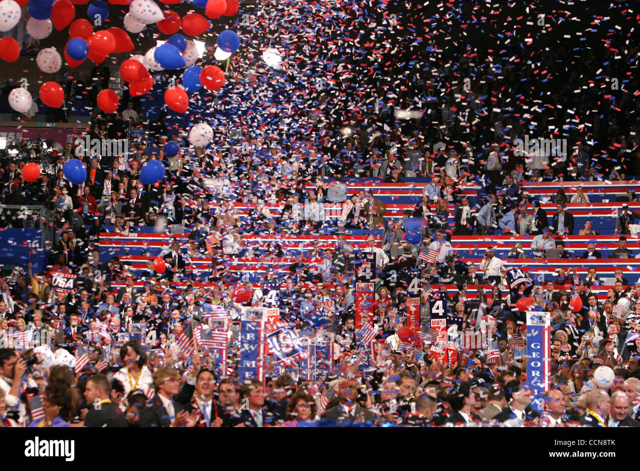 Sept 02, 2004; New York, NY, USA; Confetti & balloons drop on the ...