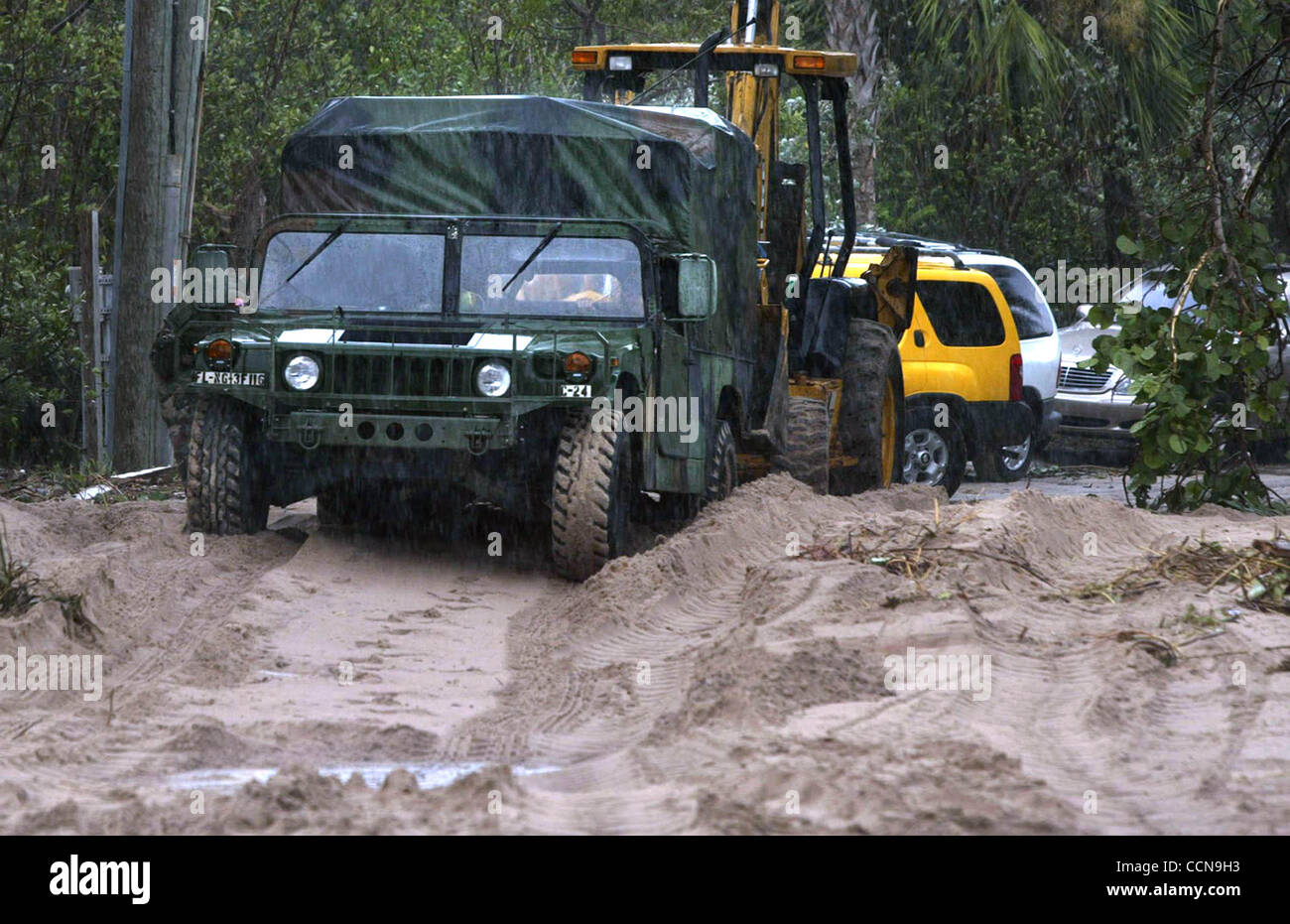090604 TC MET South Hutchinson Island...A National Guard Humvee is ...