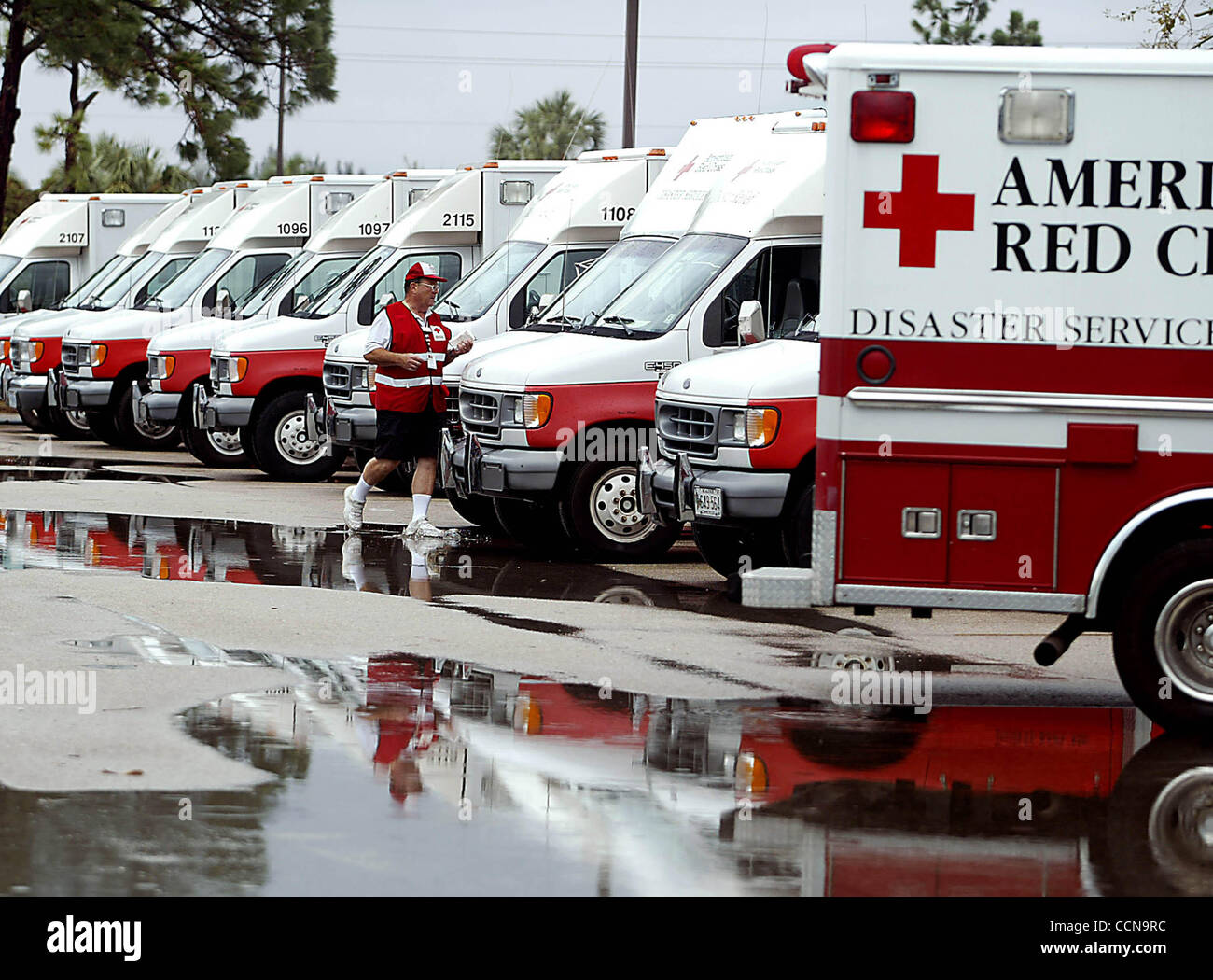 090704-Stuart-A fleet of American Red Cross vehicles are lined up at ...