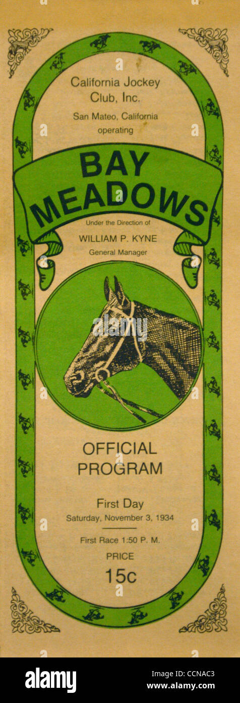 This is a photo of a Bay Meadows Race Track program from their first ...