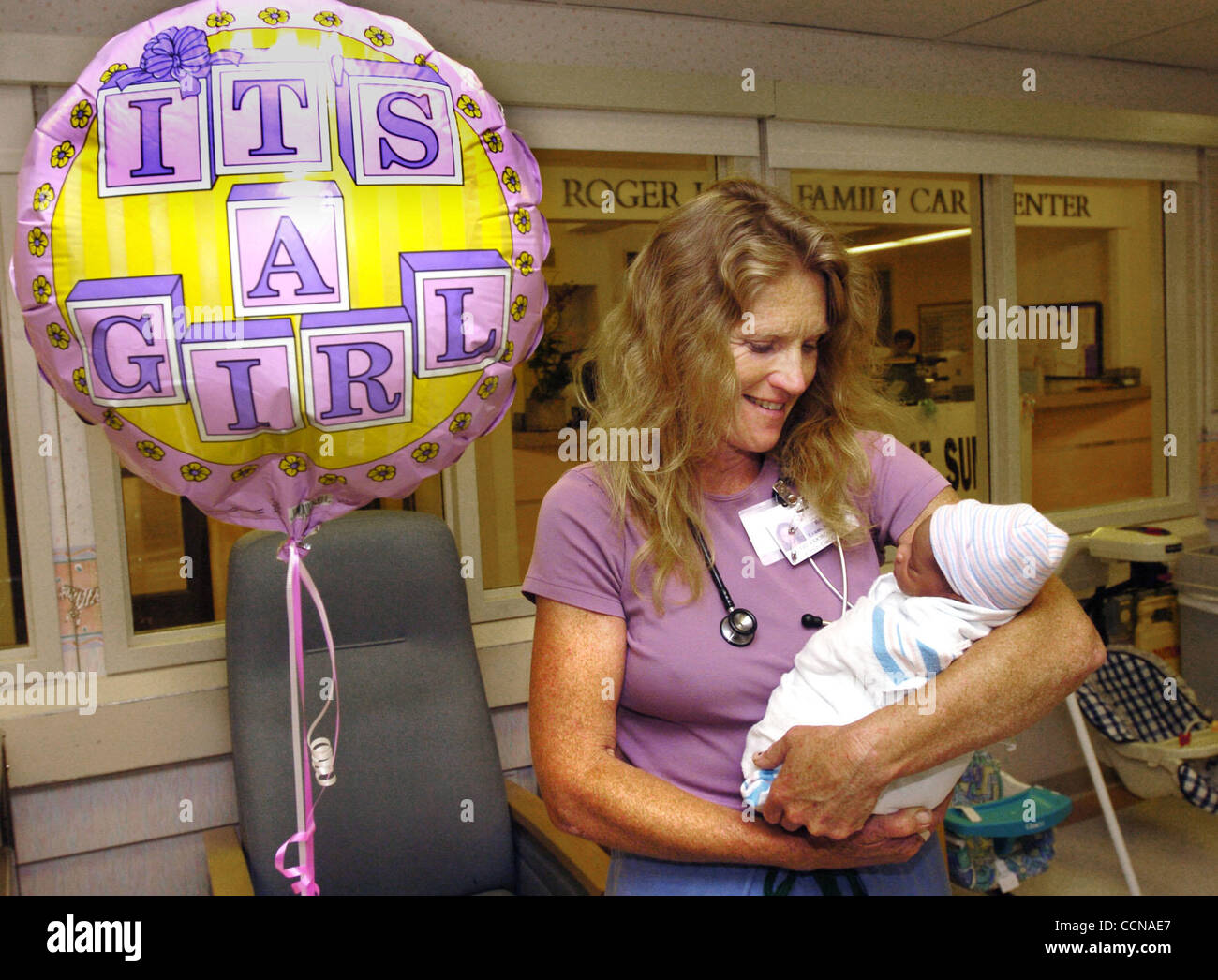 Bronwyn Evans at R.N. at Alta Bates Hospital in Berkeley Calif., holds ...