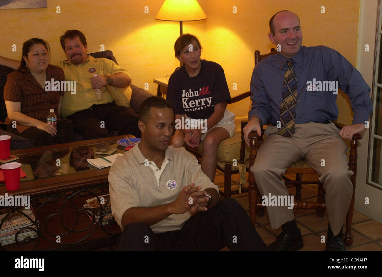 Robert Johnson, of Alamo, on floor, Mark Lurie, of San Francisco, right ...