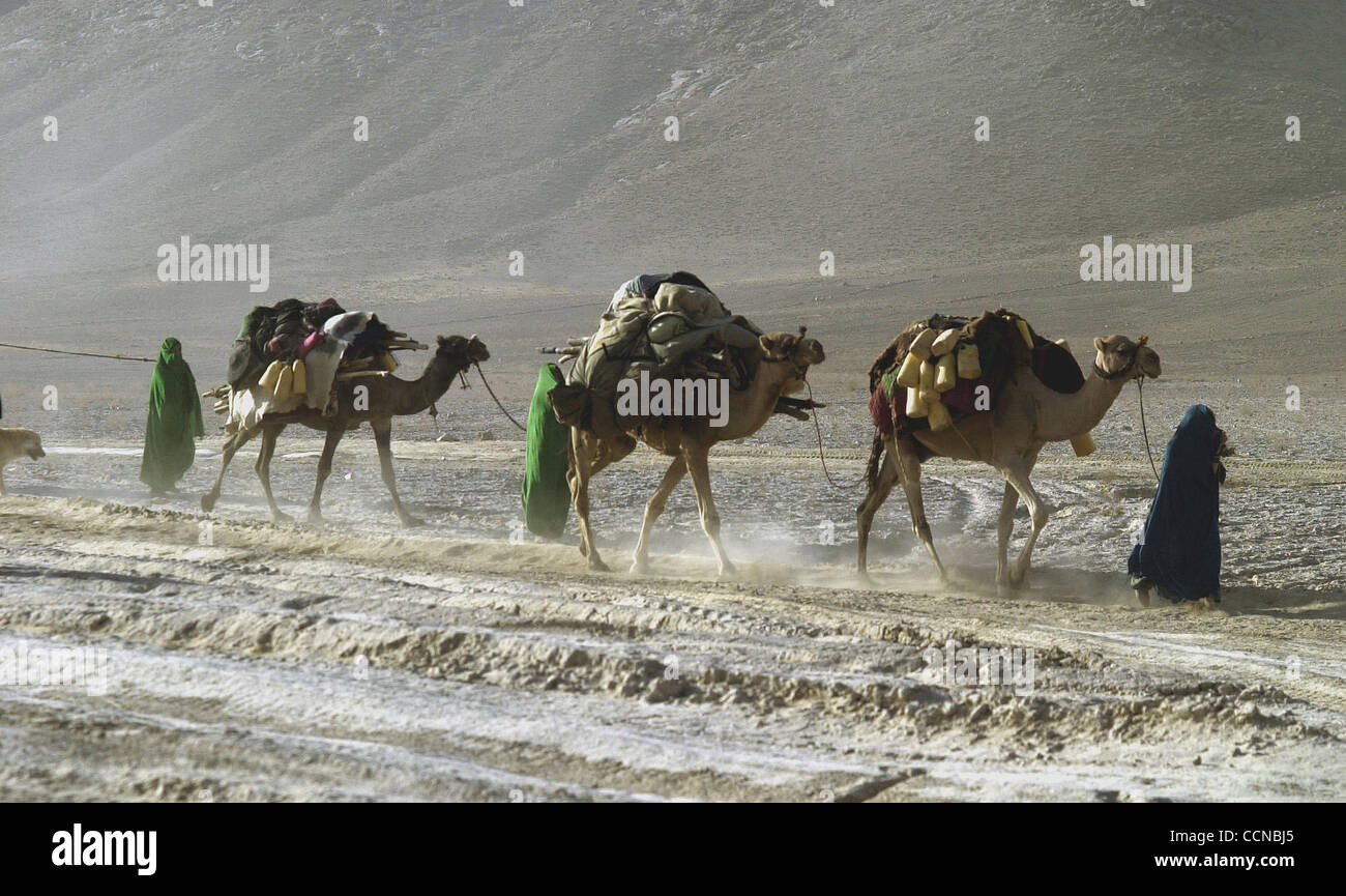 Sep 12, 2004; Kabul, AFGHANISTAN; A camel caravan crosses the desert in ...