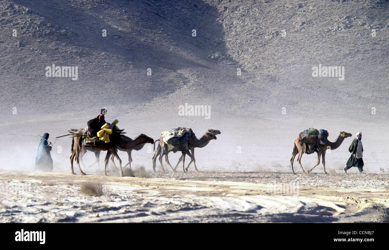Sep 12, 2004; Kabul, AFGHANISTAN; A camel caravan crosses the desert in ...