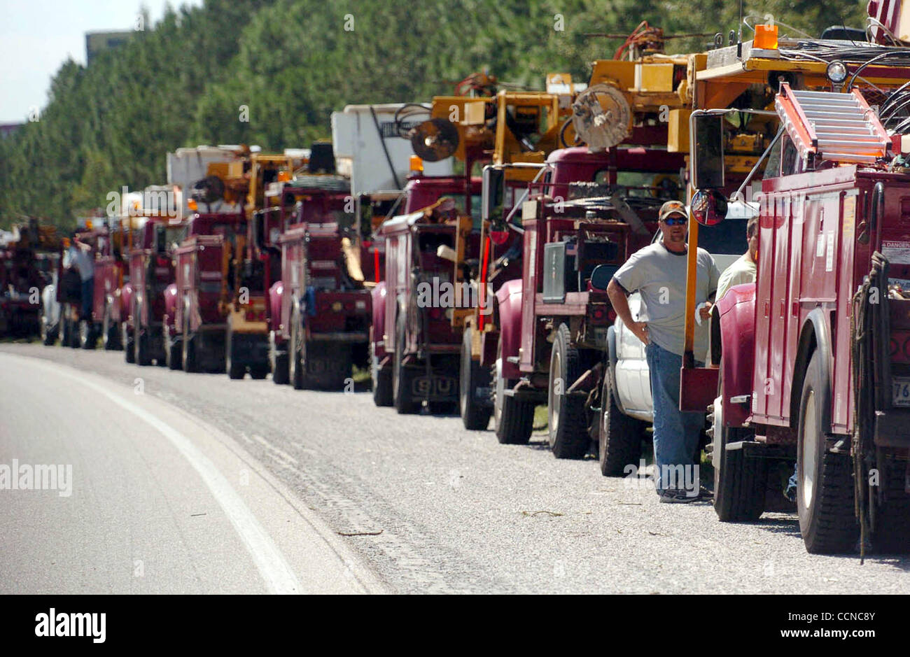 STATE - A utility crew convoy forms on Interstate 65 near Montgomery ...