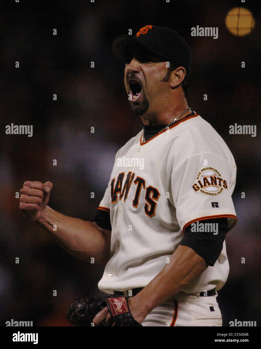 San Francisco Giants Dustin Hermanson, #32, pumps his fist after the ...