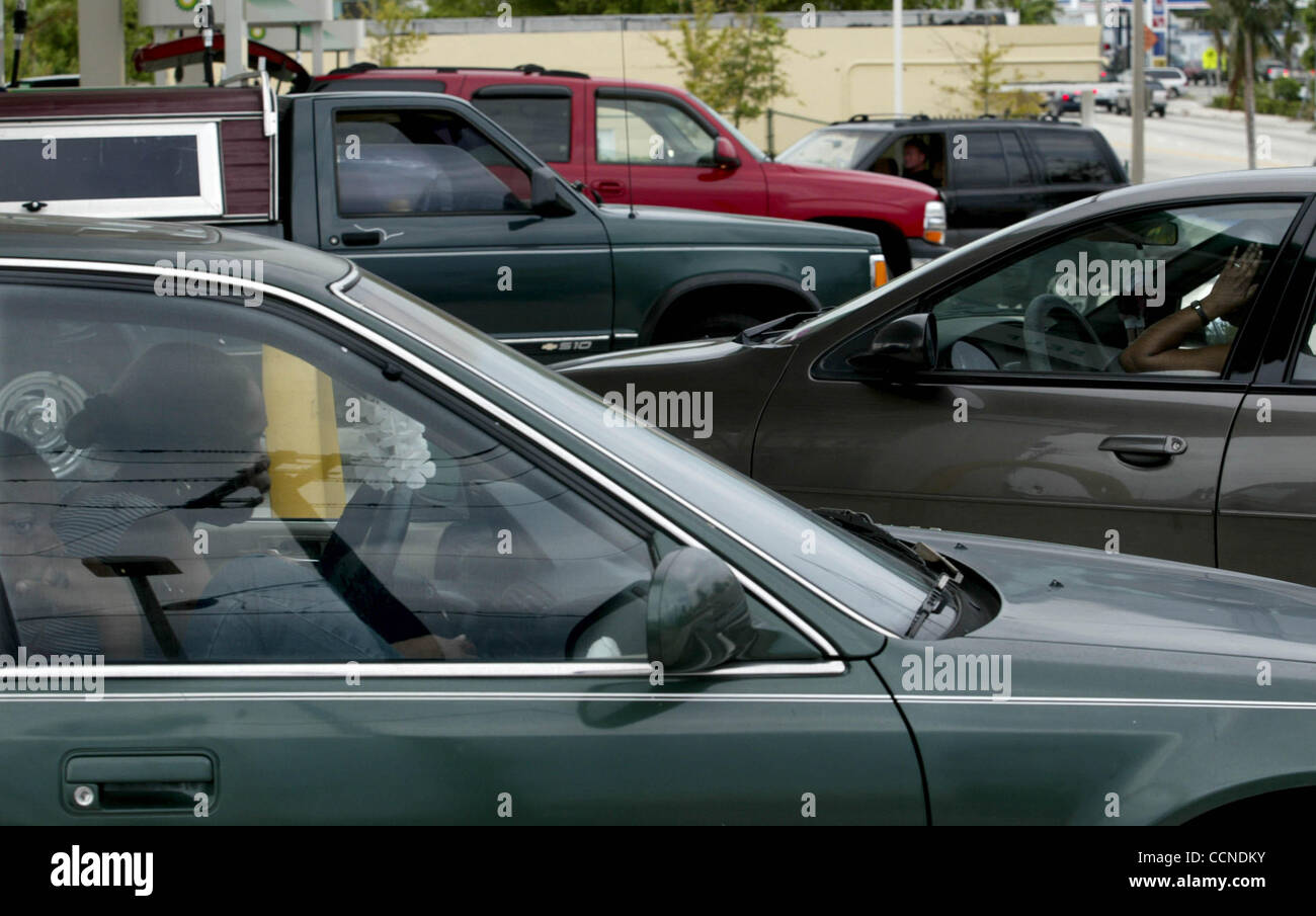 WEST PALM BEACH Cars in line at the BP gas station on the corner of ...