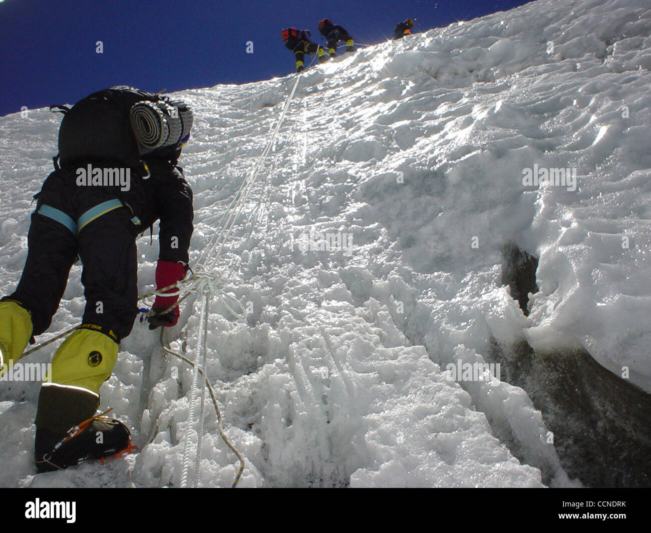 The 2004 spring Mt. Everest Expedition were reaching from Camp Two to ...