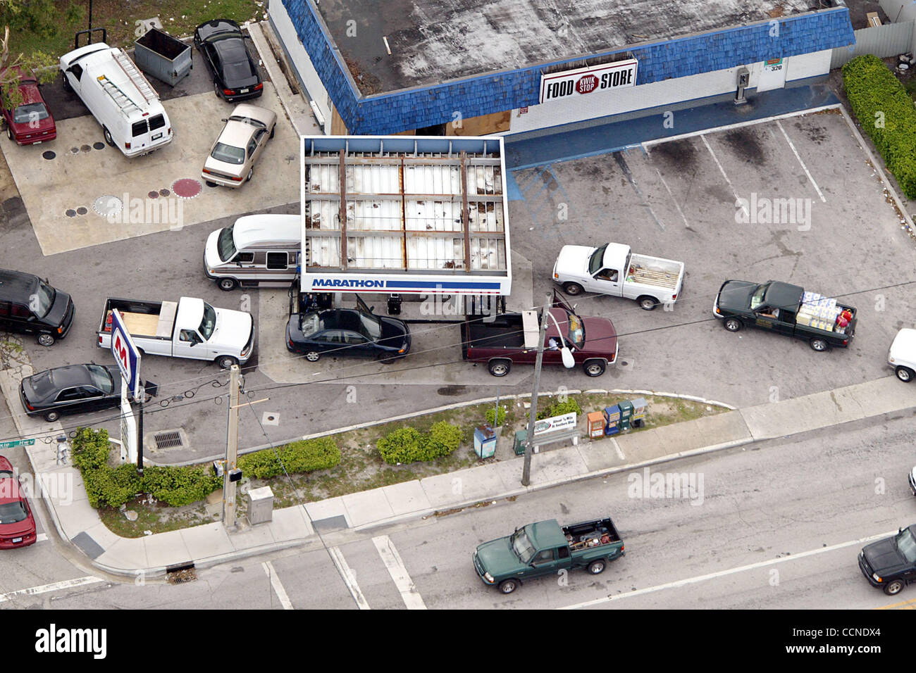Sep 24, 2004; Stuart, Florida, USA; Cars line up for gasoline at a Kwik ...