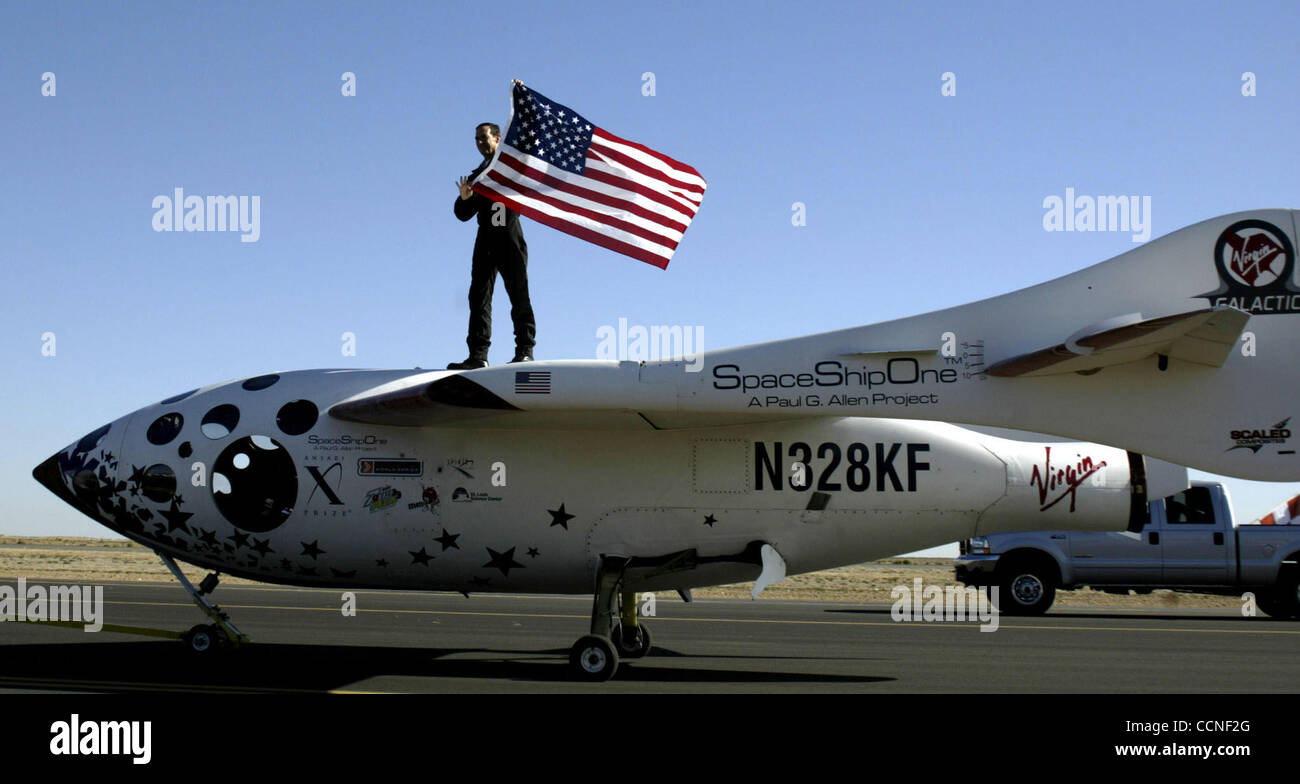 Oct 04, 2004; Mojave, CA, USA; Astronaut BRIAN BINNIE rides on ...