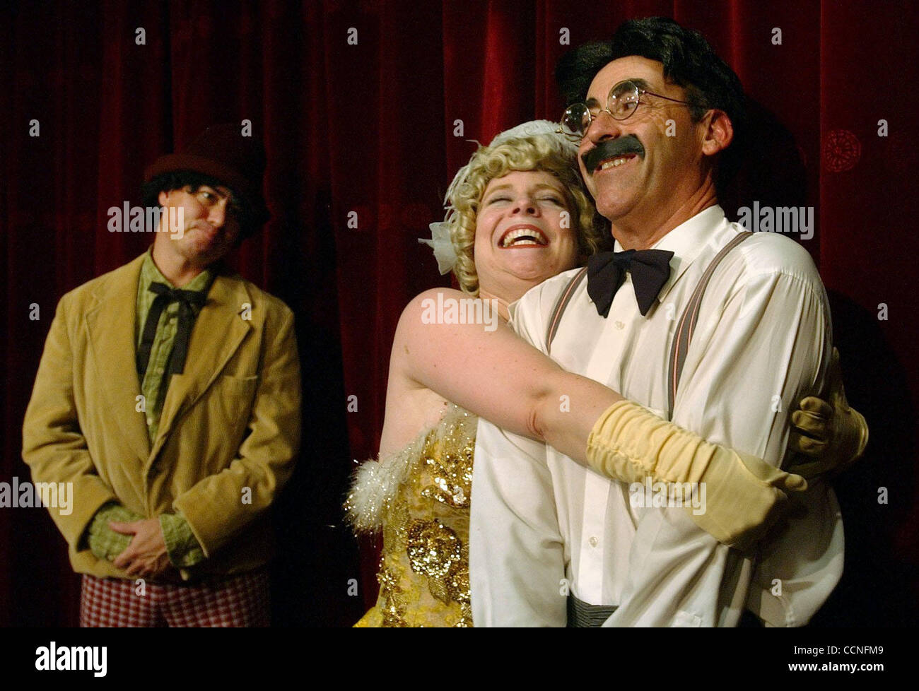 Sarah Andrews, who plays The Girl, acts out a scene with Jerry Motta ...
