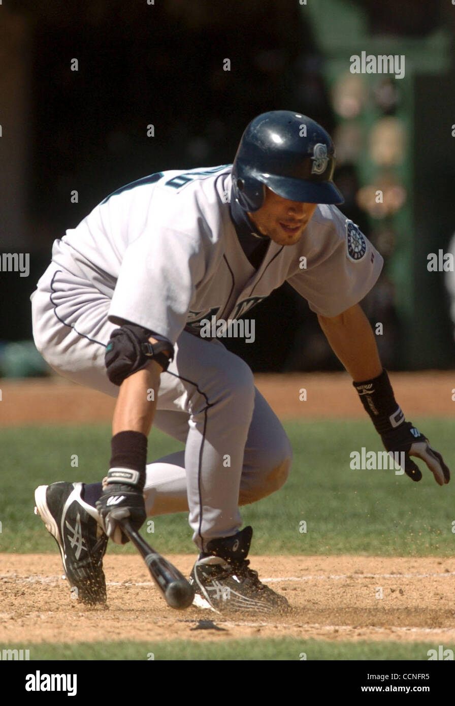 Ichiro Suzuki strikes out in the 5th inning against the A's starting ...