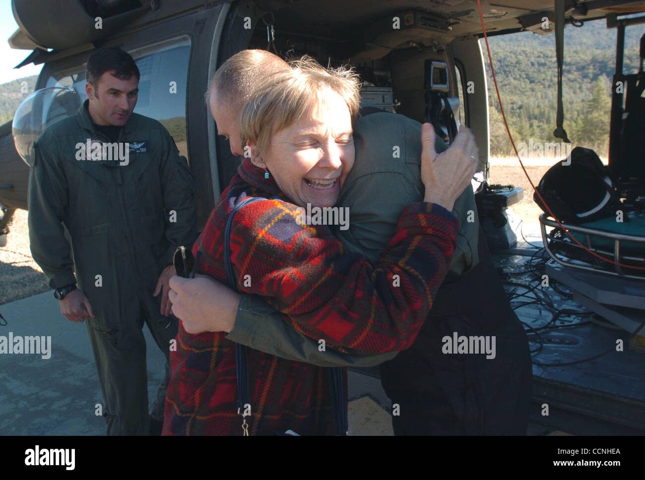 Meg Jefferson gives a hug to California Army National Guard Staff ...