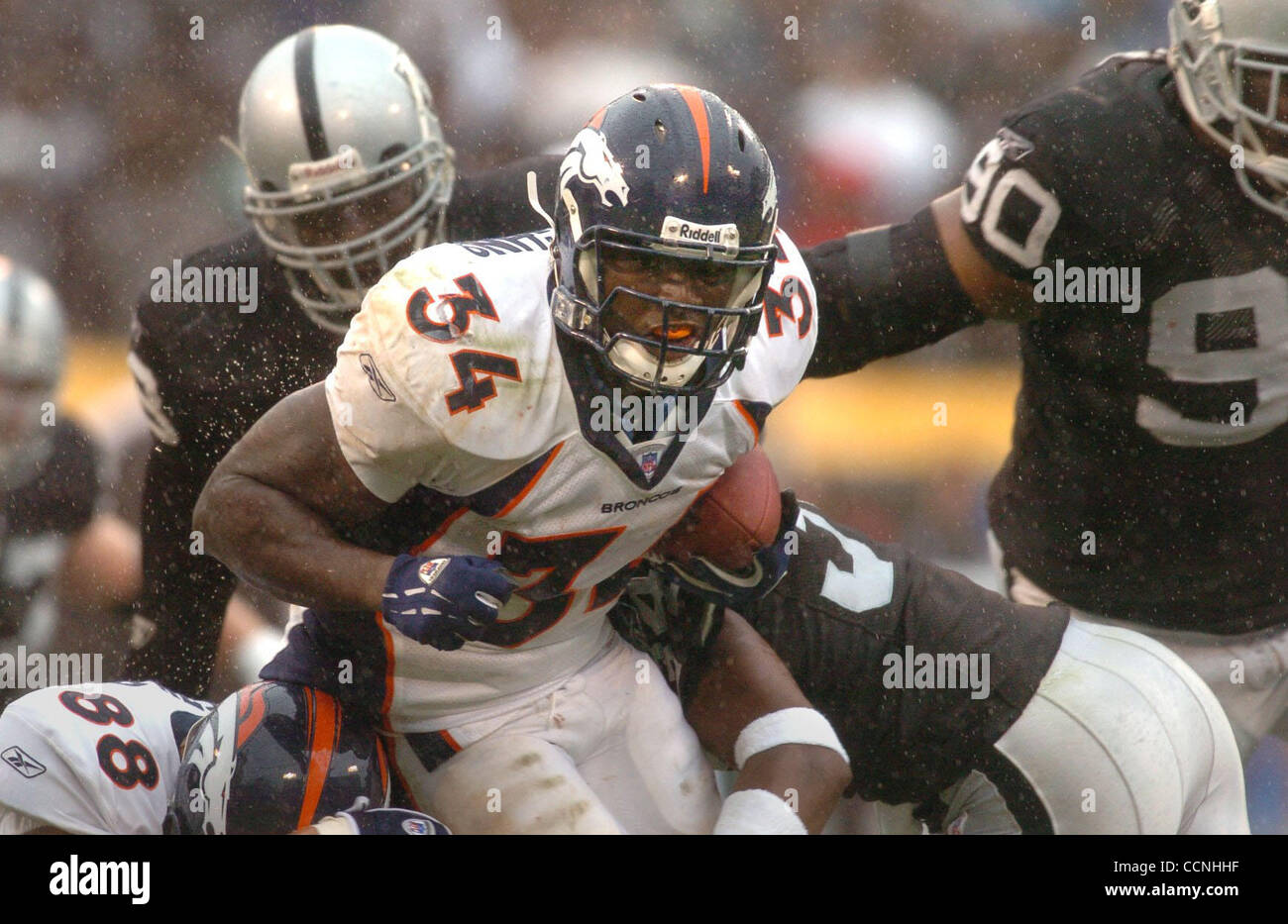 The Denver Broncos Rueben Droughns breaks tackles in 3rd quarter ...