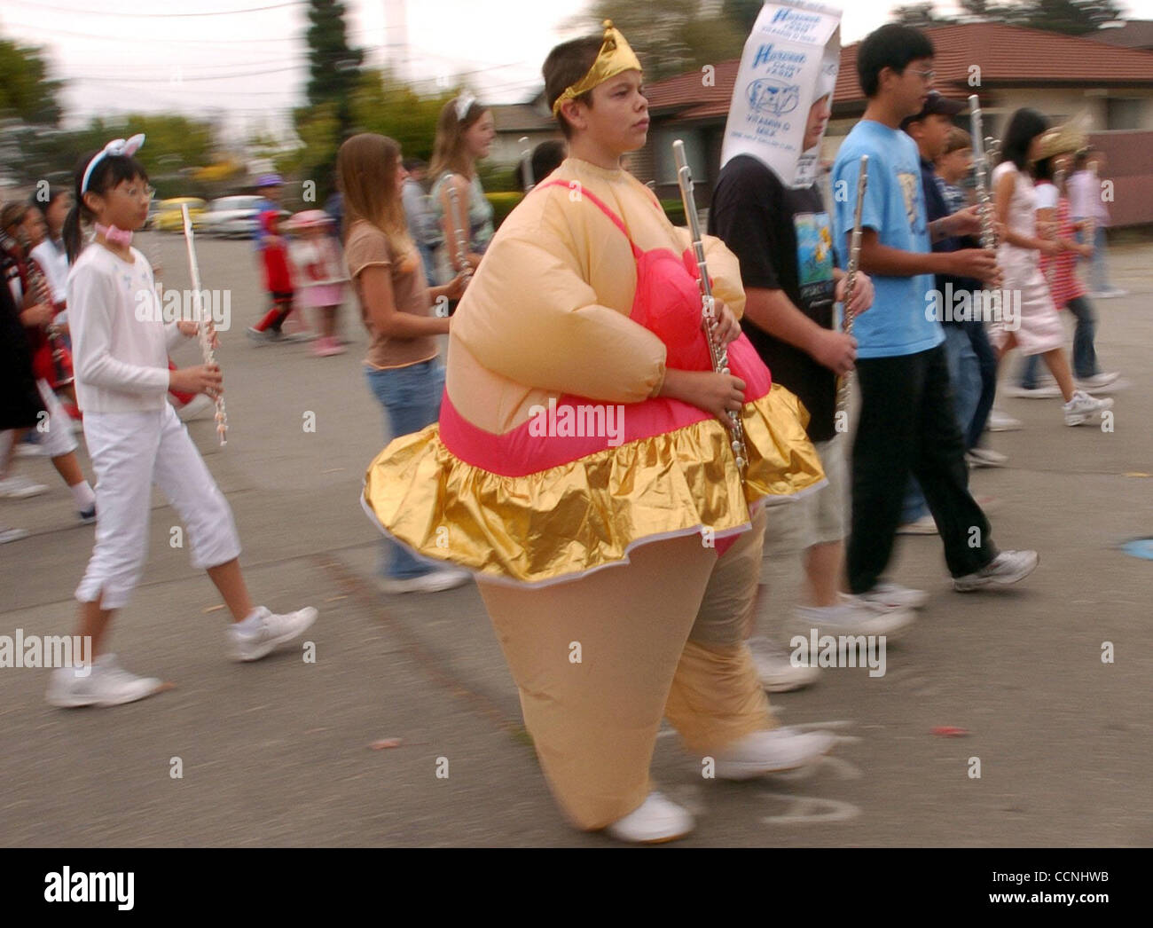 Grayson Cook, 13, as ballerina marches with the rest of Lincoln Middle ...