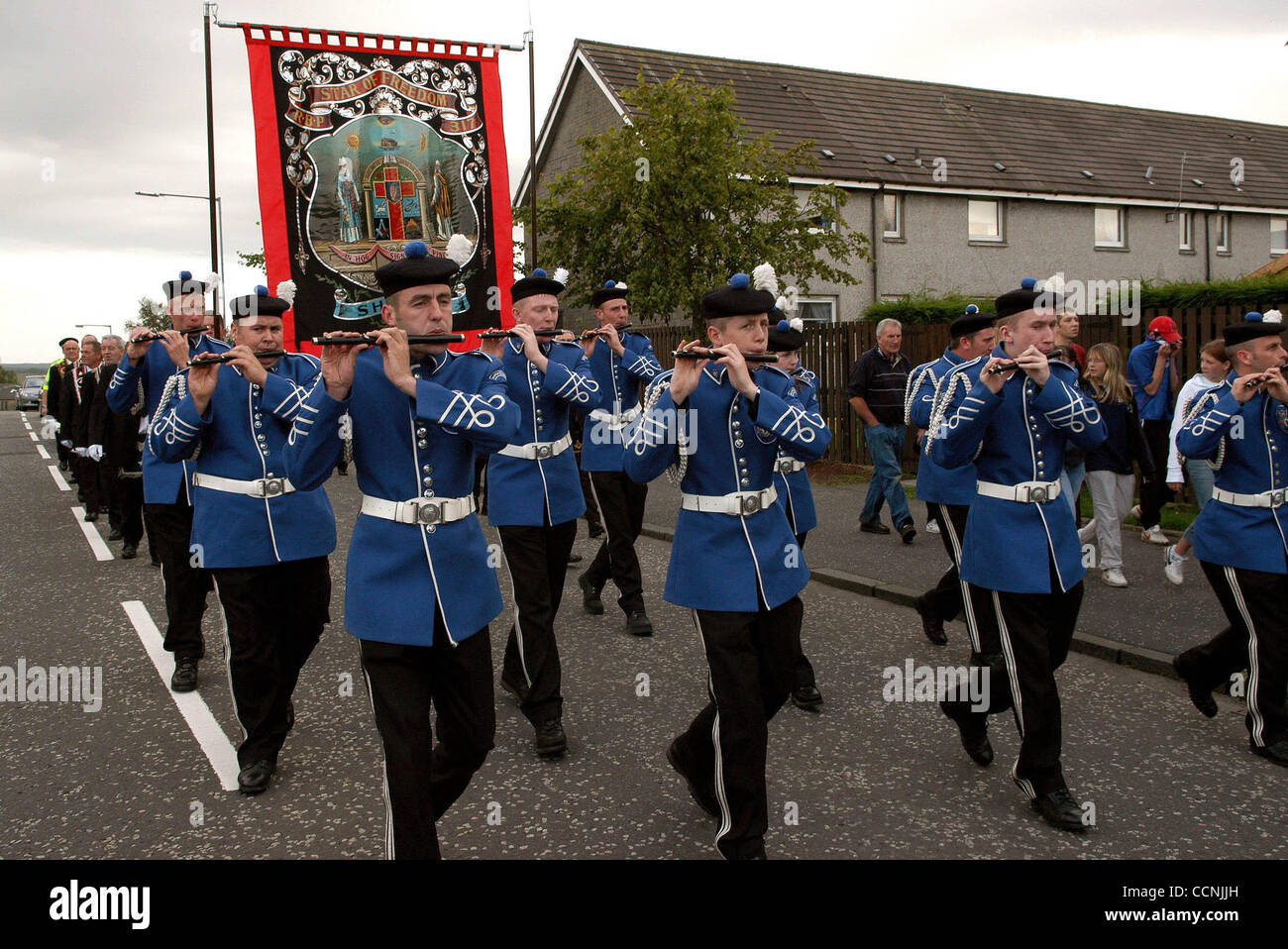 Members of the Royal Orange Order, a secret Protestant society, marches ...
