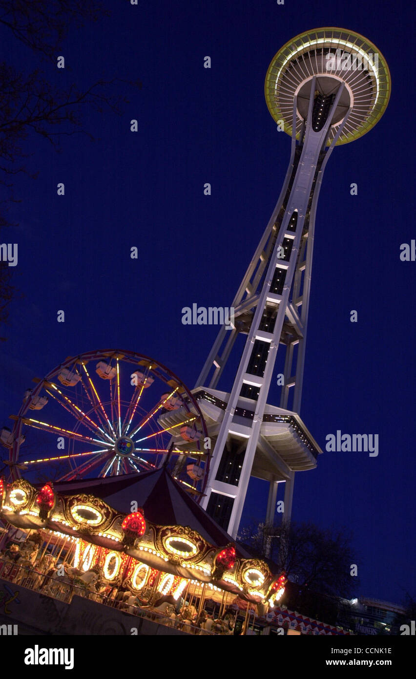 View of Space Needle in Seattle, Washington, USA. The 605 foot Space ...