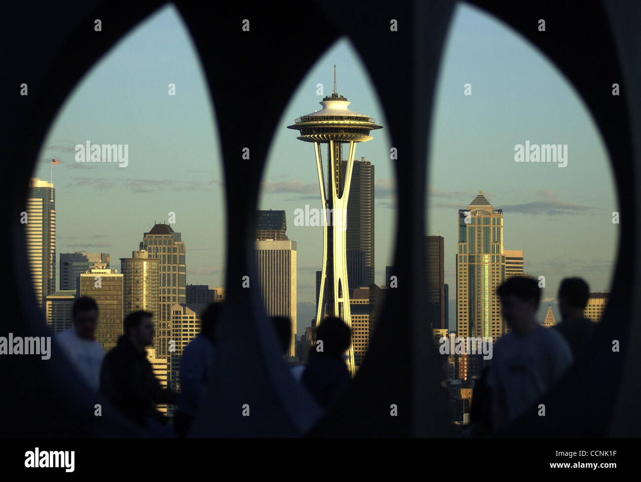 View of Space Needle in Seattle, Washington, USA. The 605 foot Space ...