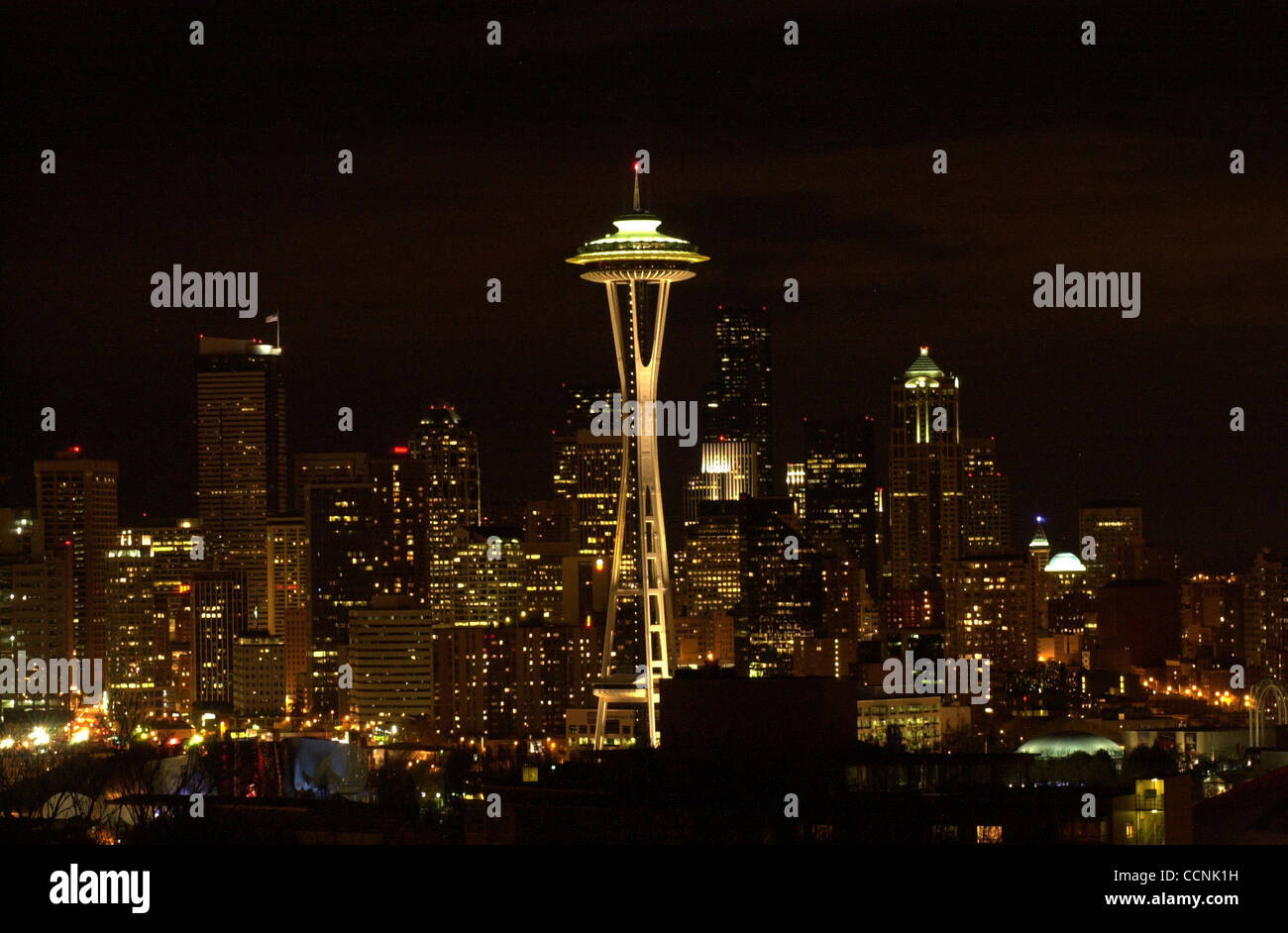 View of Space Needle in Seattle, Washington, USA. The 605 foot Space ...
