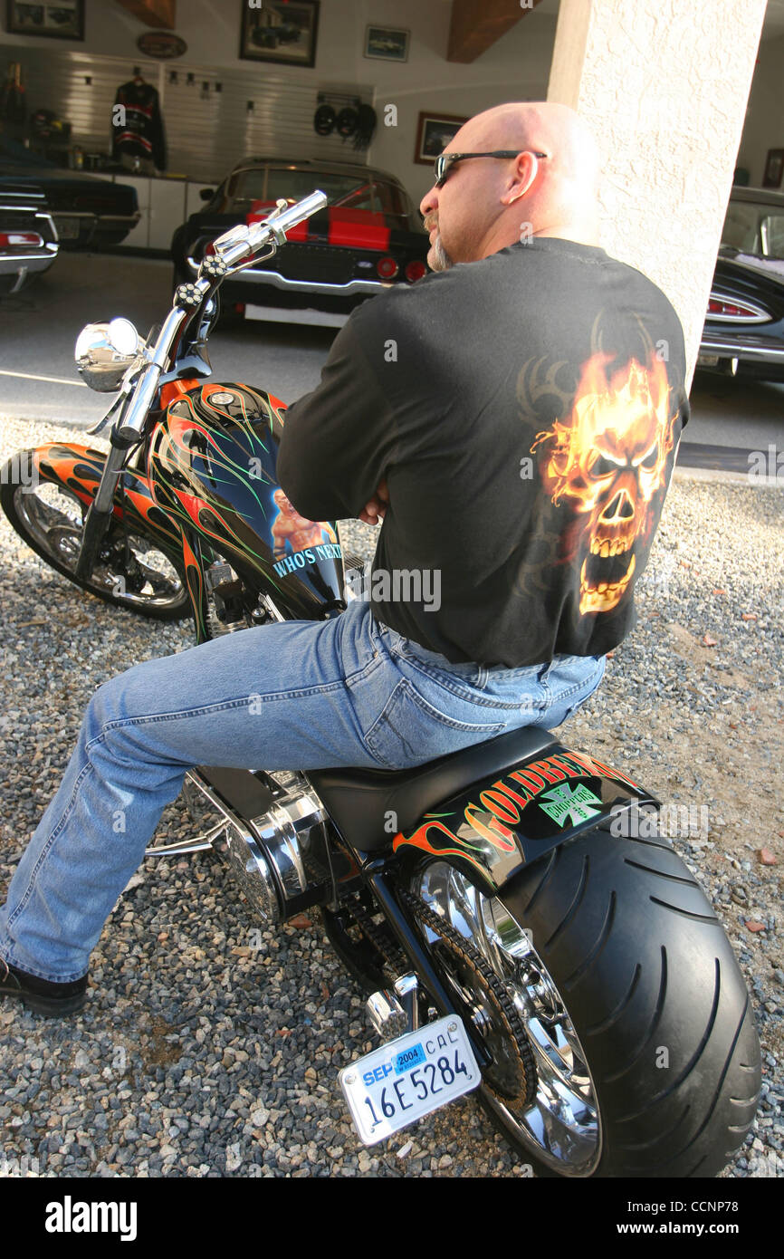 Nov 15, 2004; San Diego, CA, USA; BILL GOLDBERG with his motorcycle ...