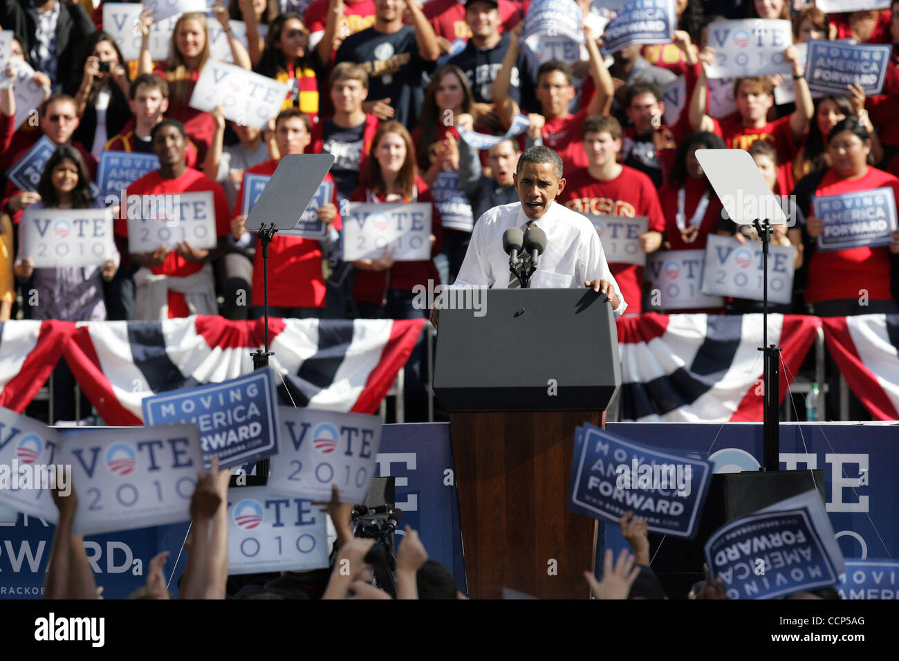 US President Barack Obama speaks at a Moving America Forward rally at ...