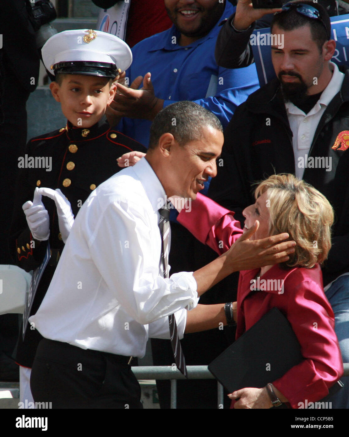 US President Barack Obama greets U.S. Sen. Barbara Boxer (D-CA) at a ...
