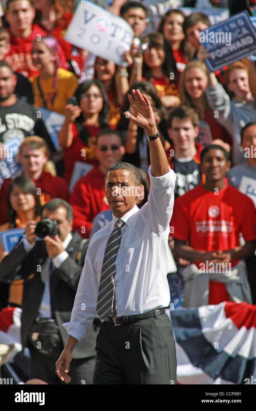US President Barack Obama speaks at a Moving America Forward rally at ...