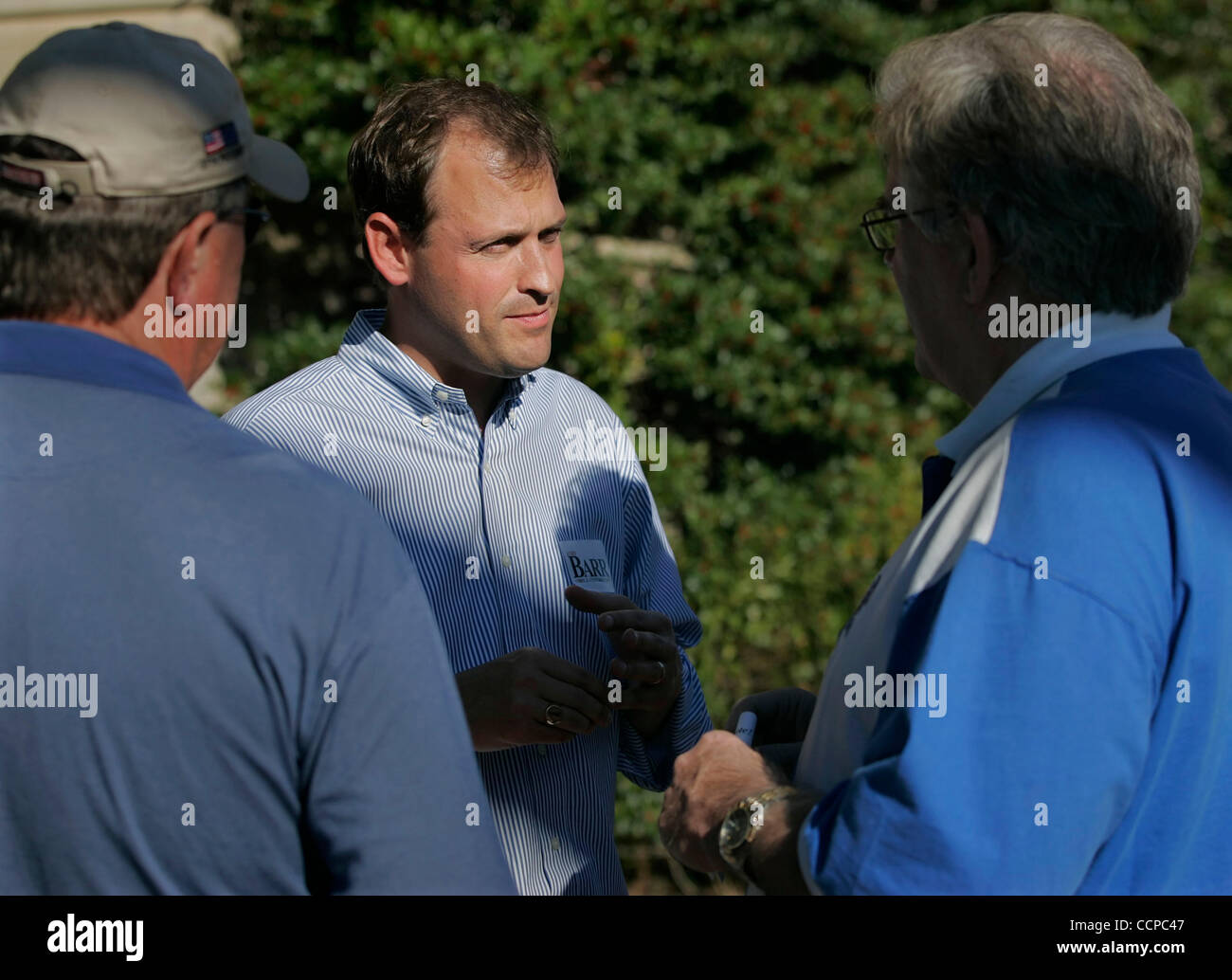 Sixth District congressional candidate ANDY BARR (center) campaigns at ...