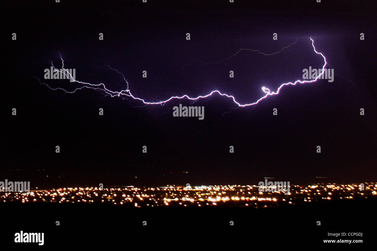 Oct 20,2010 - Palmdale, California, USA. Lightning strikes across the ...