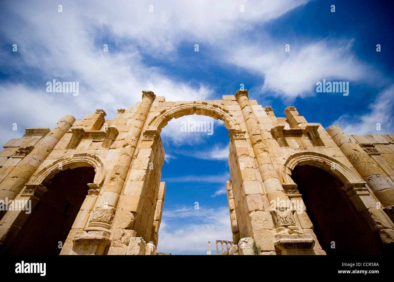 South gate of Jerash. Jerash is a city in northern Jordan which is ...