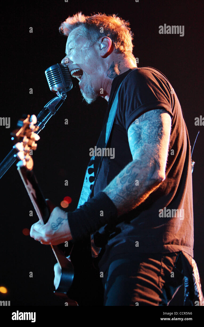 Metallica Live in Moscow. Pictured: leader of the rock band James ...