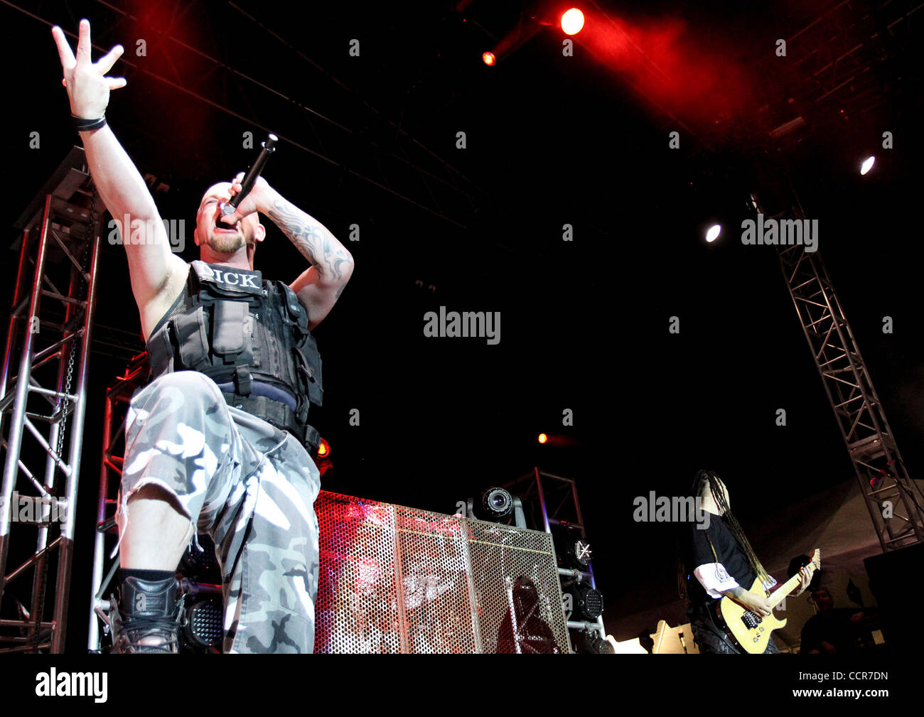 (left to right) Lead singer Ivan Moody and guitarist Zoltan Bathory of ...