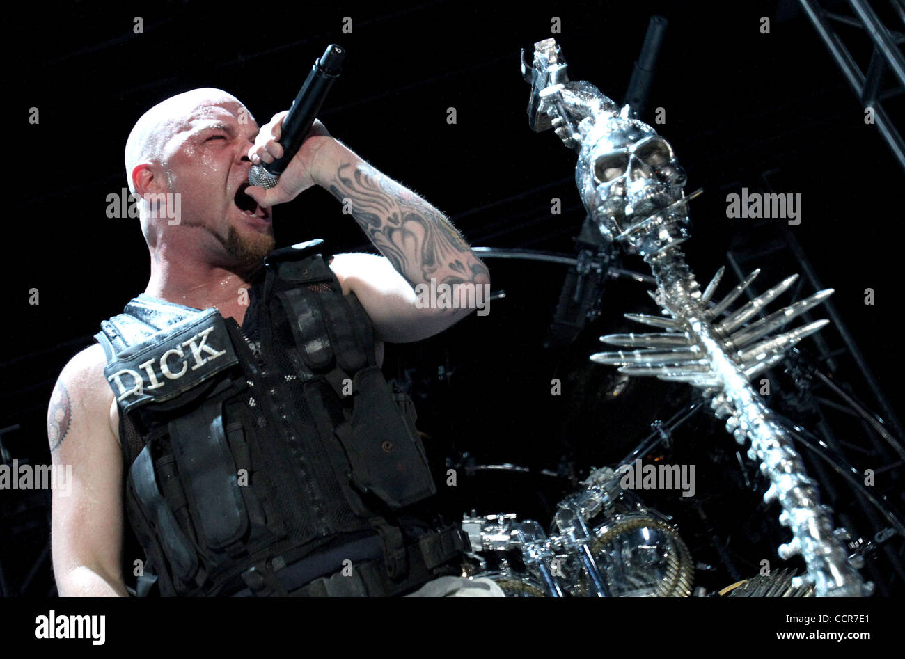 Ivan Moody, lead singer of the hard rock band Five Finger Death Punch ...
