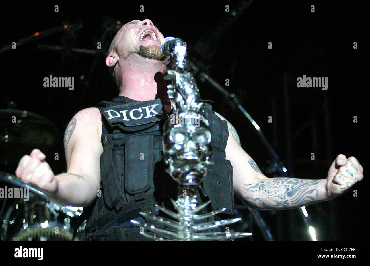 Ivan Moody, lead singer of the hard rock band Five Finger Death Punch ...