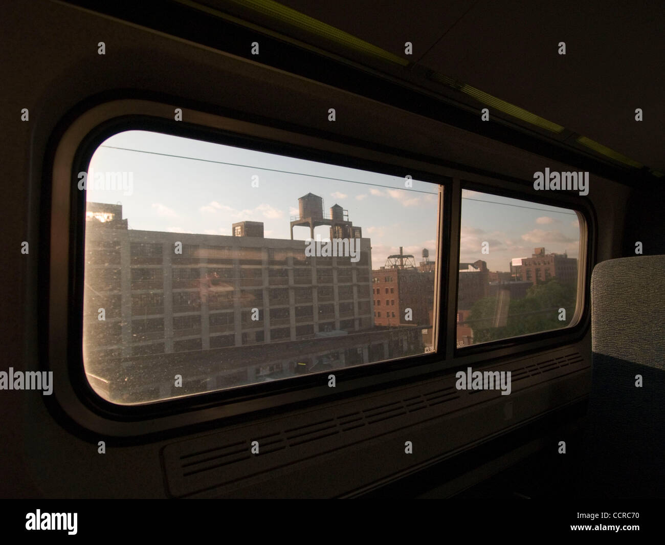 On Amtrak train looking out a window in New York, New York Stock Photo ...