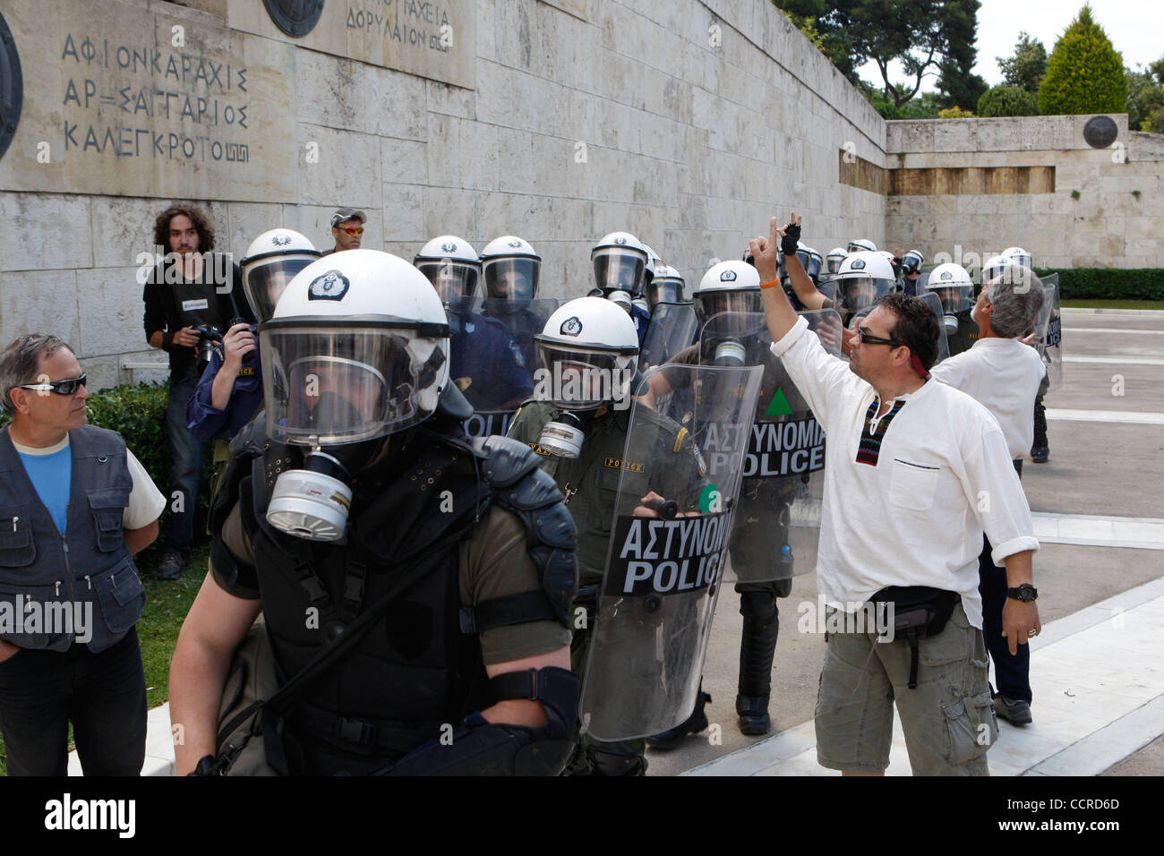 May 20, 2010 - Athens, Greece - Protesters outside of Greek Parliament ...
