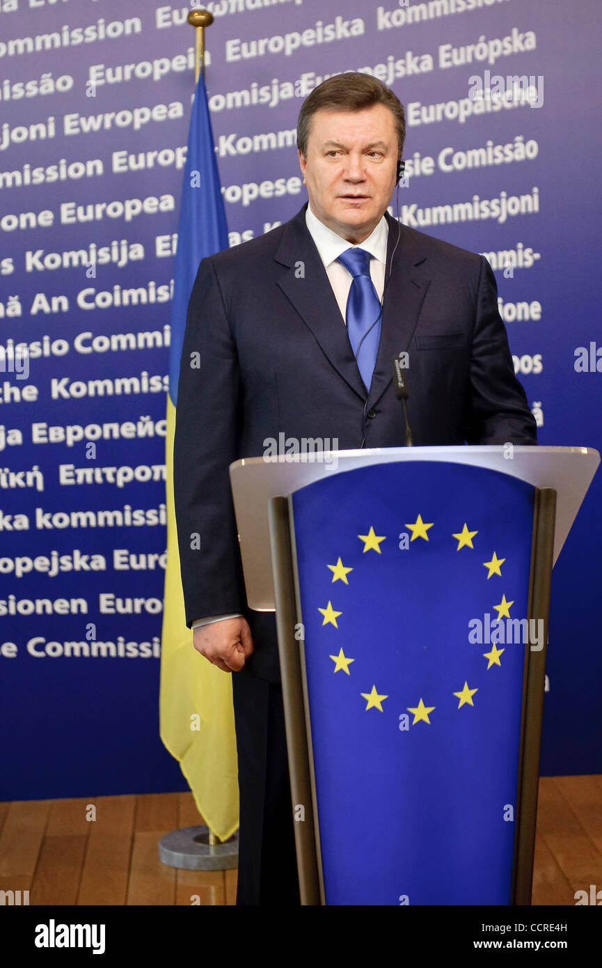 New Ukrainian President Yanukovych adresses the press after a metting ...