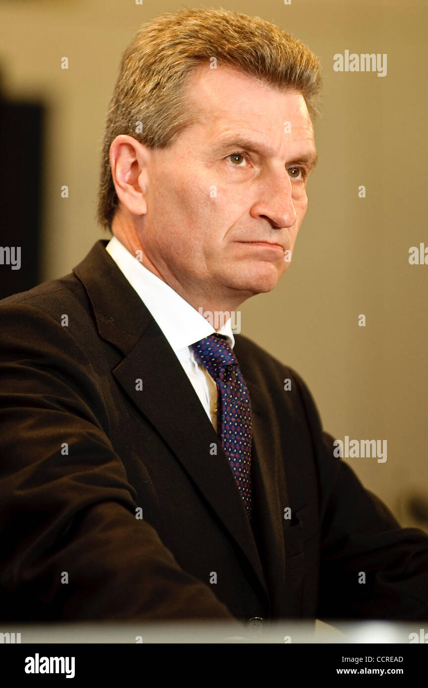 European Commissioner for Energy, German, Gunther Oettinger gives a ...