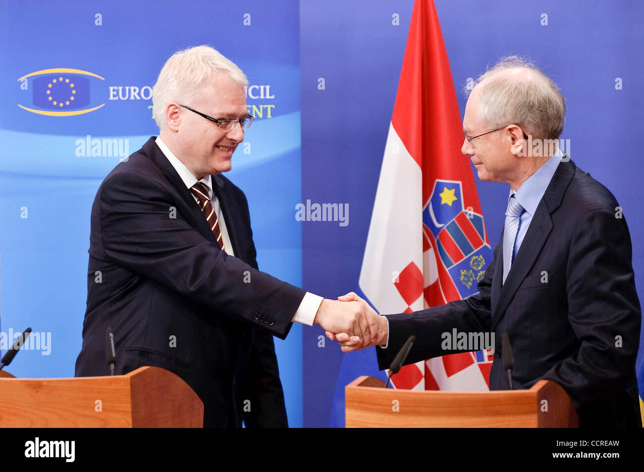 New Croatian President Ivo Josipovic (L) and President of the European ...