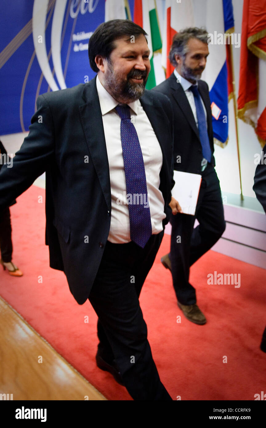 Spanish Justice Minister, Francisco Caamano arrives prior to a European ...