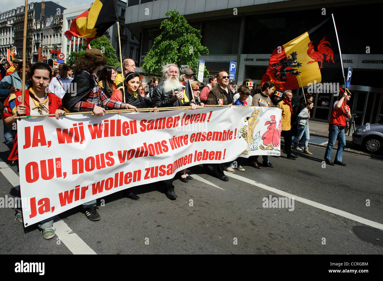 Belgian citizens take part in a rally calling for the country's unity ...