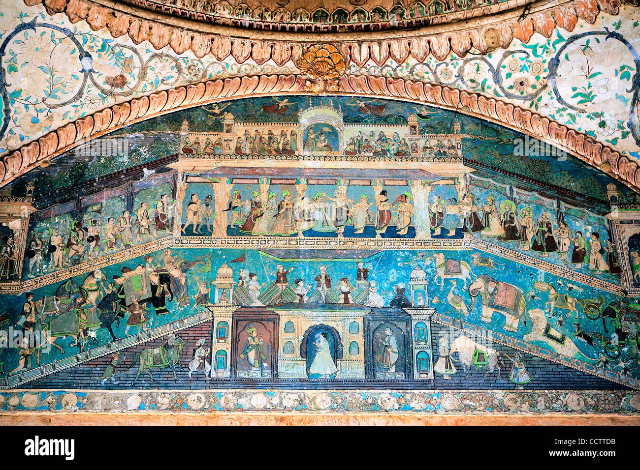 Beautiful fresco paintings of Raja Suraj Mal in his court painted on ...