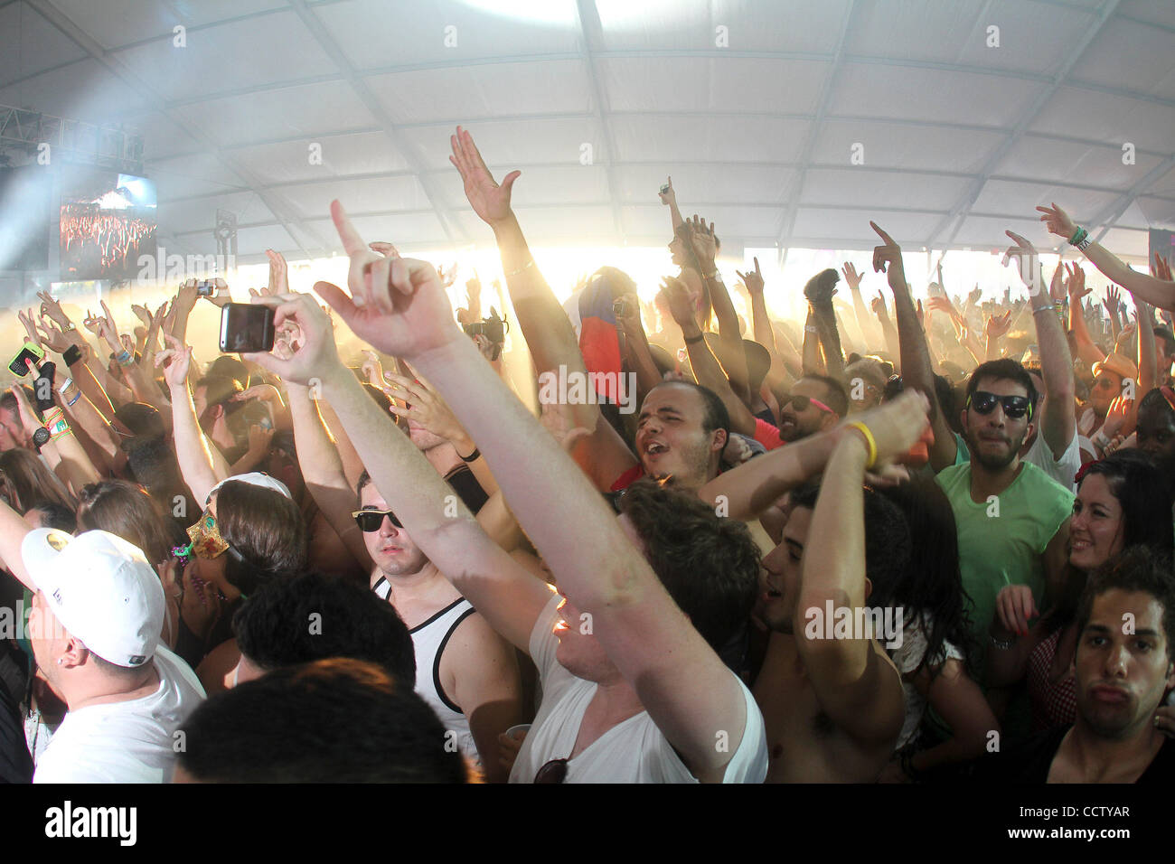 Crowd , atmosphere , audience watching the Swedish House Mafia set ...