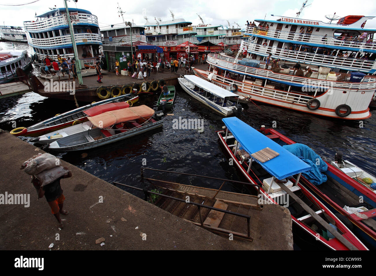 Mar 07, 2010 - Manaus, Amazonas, Brazil - Dock workers carry supply ...