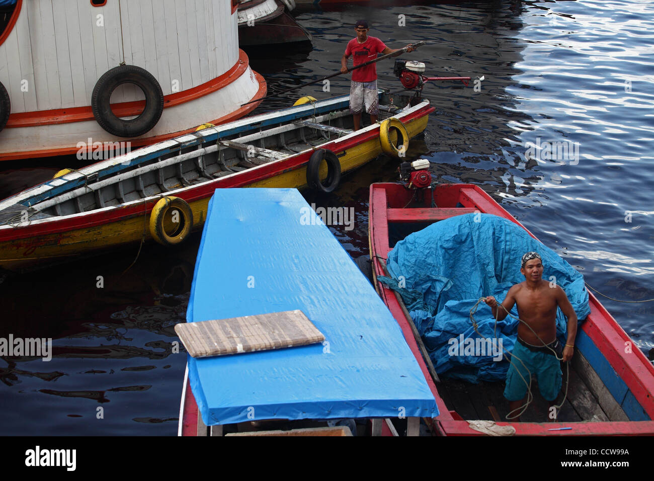 Mar 07, 2010 - Manaus, Amazonas, Brazil - Dock workers on Manaus docks ...