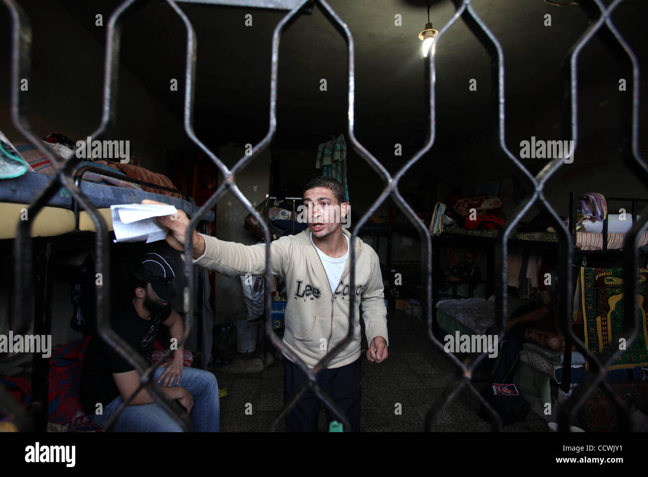 May 09, 2010 - Gaza City, Gaza Strip - Palestinian inmates stand in a ...