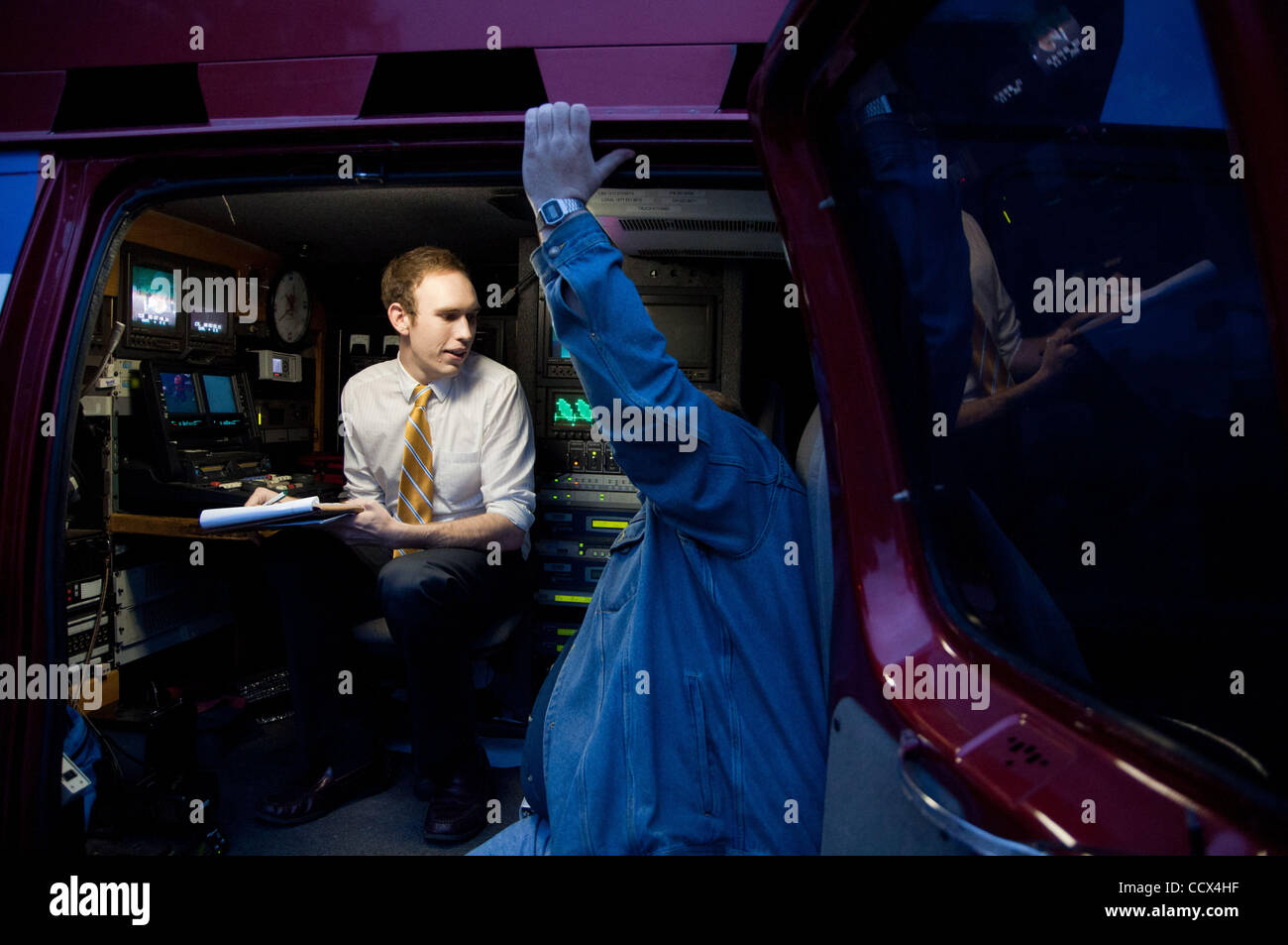 Amarillo-based television reporter BEN BRISCOE works inside his news ...